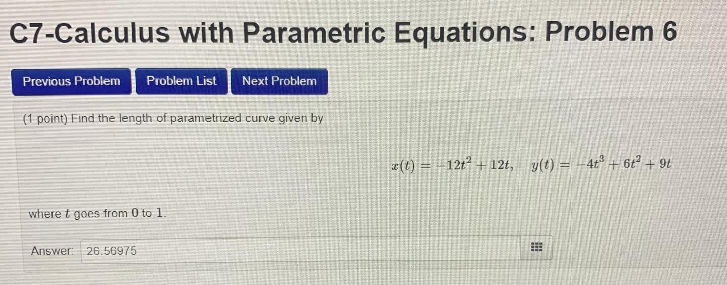 Solved C7-Calculus with Parametric Equations: Problem 6 | Chegg.com