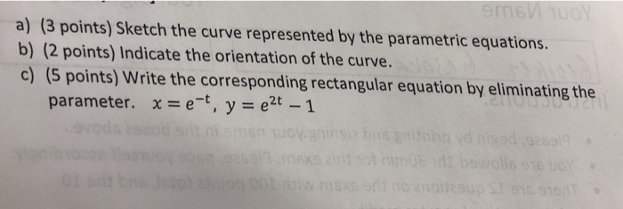 Solved a) (3 points) Sketch the curve represented by the | Chegg.com