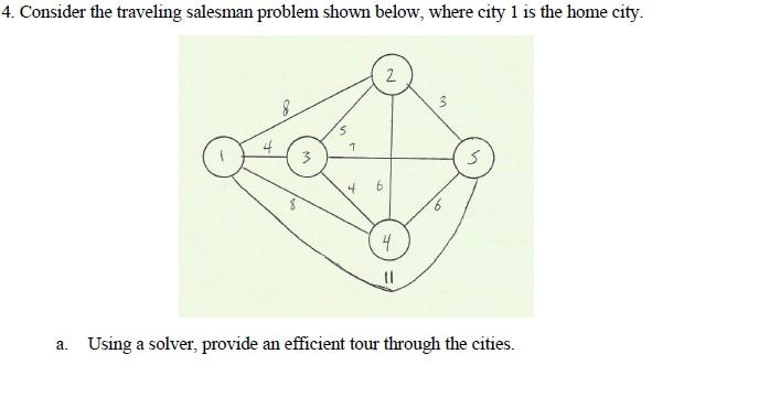4. Consider the traveling salesman problem shown | Chegg.com