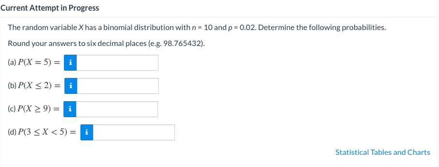 Solved Current Attempt in Progress The random variable X has | Chegg.com