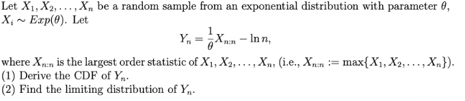Solved Let X1,X2,…,Xn be a random sample from an exponential | Chegg.com