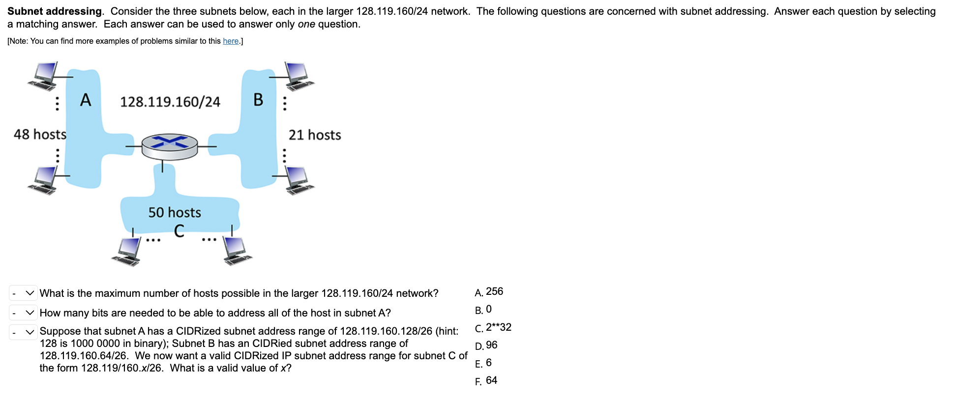 matching answer. Each answer can be used to answer | Chegg.com