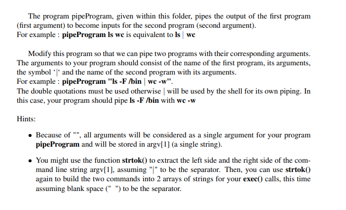The program pipe Program, given within this folder, | Chegg.com