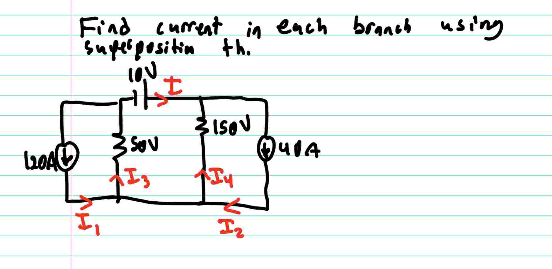 Solved Find curent in each branch using superposition th. | Chegg.com