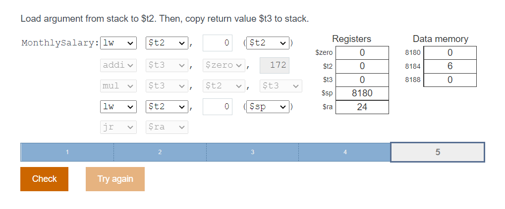 Solved Load argument from stack to $ t2. Then, copy return | Chegg.com
