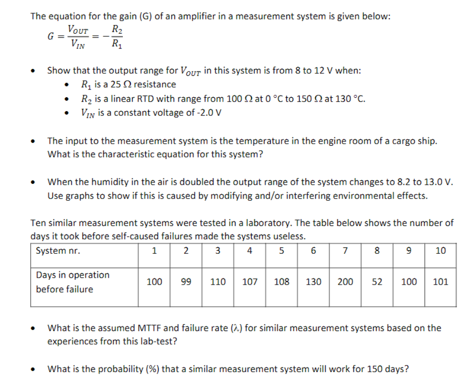 Solved The equation for the gain (G) of an amplifier in a | Chegg.com
