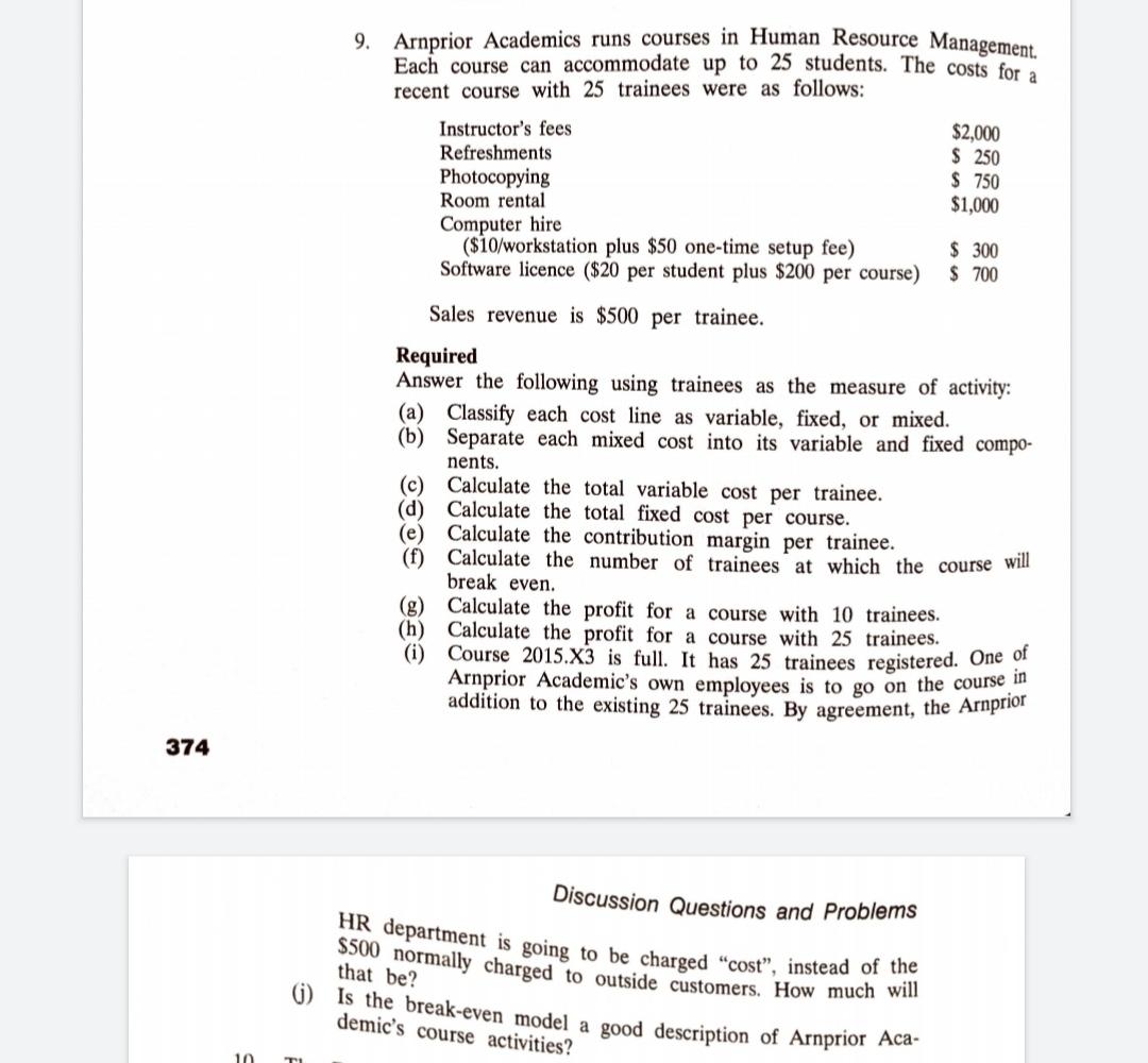 9. Arnprior Academics runs courses in Human Resource | Chegg.com