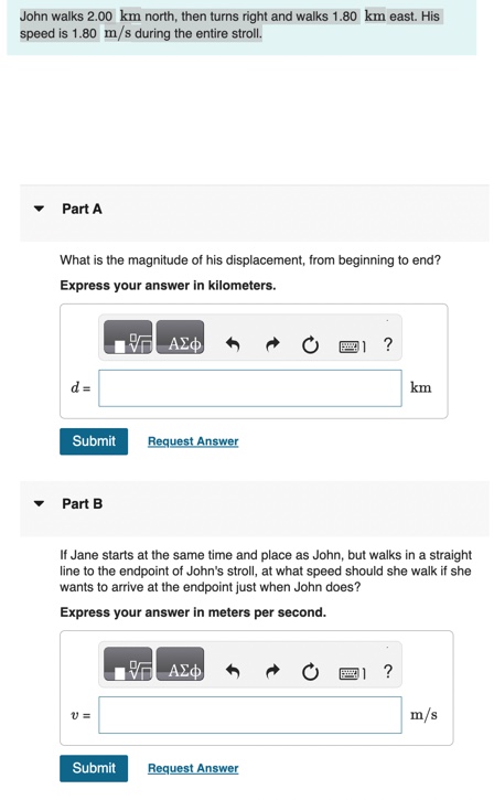Solved John walks 2.00 km north, then turns right and walks | Chegg.com