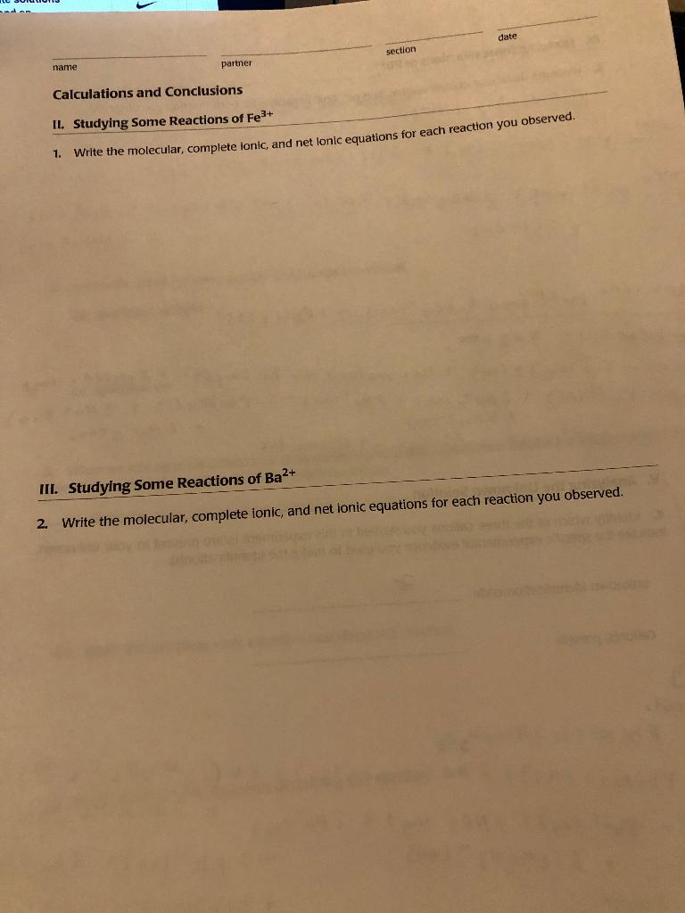 Solved date section name partner Calculations and | Chegg.com