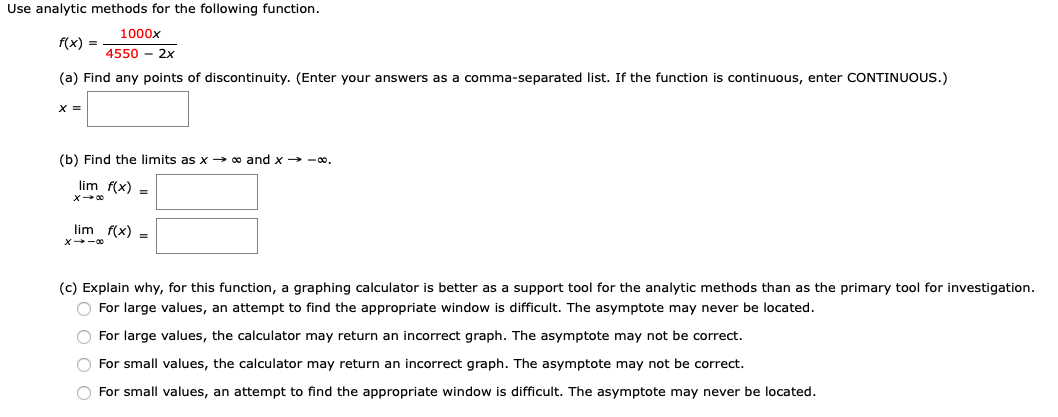 Solved Use analytic methods for the following function. | Chegg.com