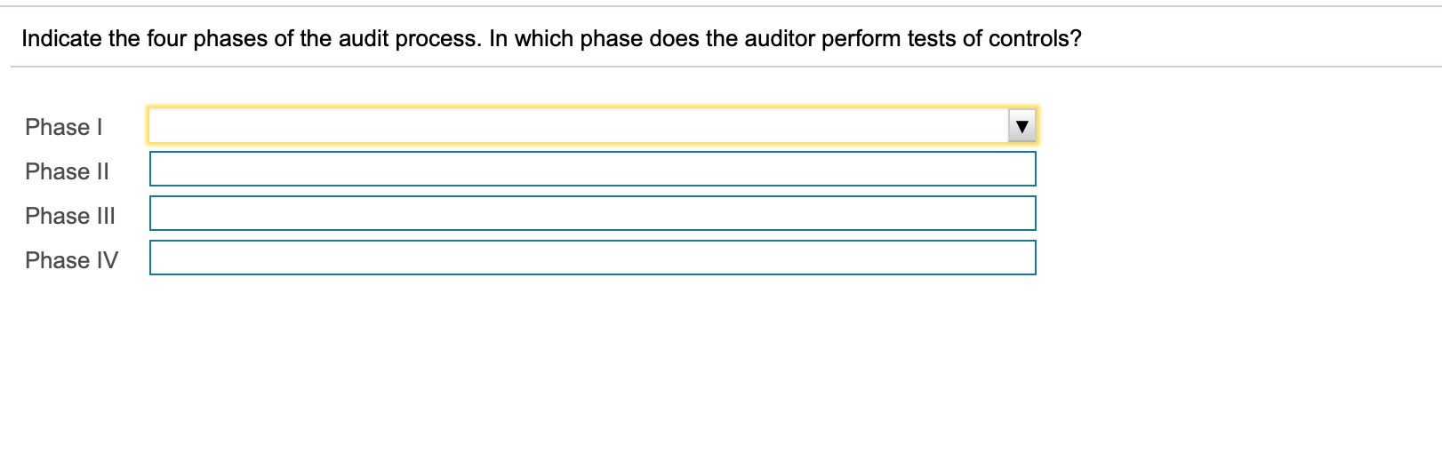 Solved Indicate the four phases of the audit process. In | Chegg.com