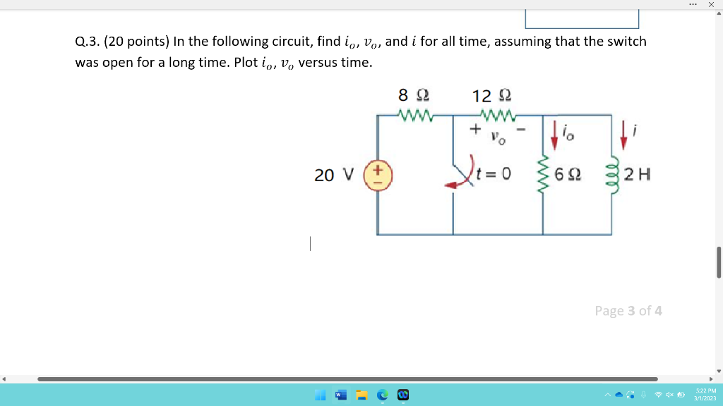 Solved Q.3. (20 points) In the following circuit, find | Chegg.com Solved Q.3. (20 points) In the following circuit, find | Chegg.com
