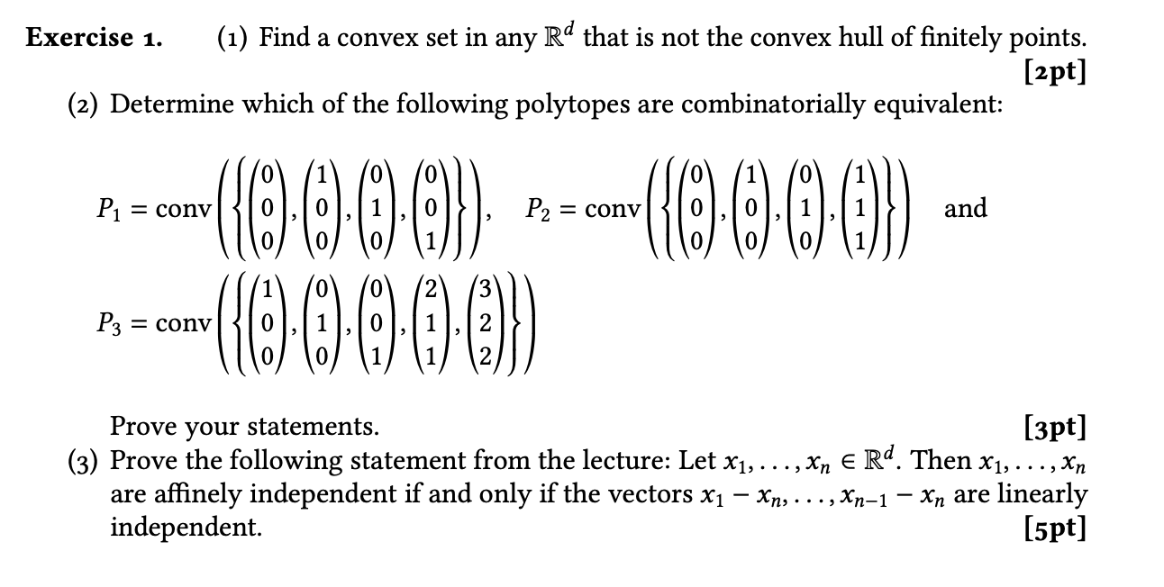 Solved [2pt] (2) Determine which of the following polytopes | Chegg.com