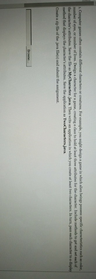 Solved 1. Computer games often contain different characters | Chegg.com