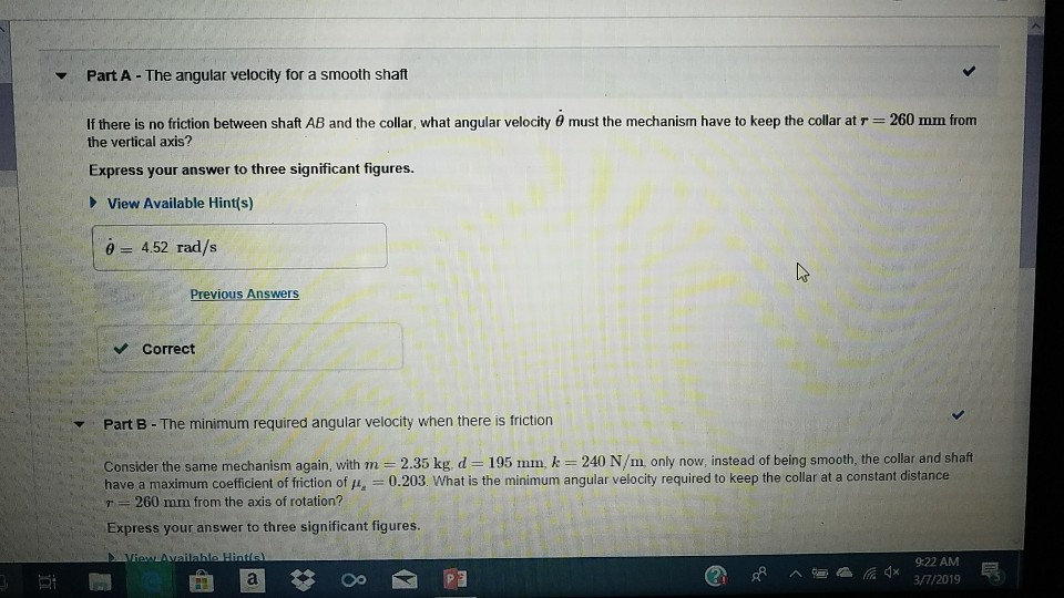 Solved Part B - The minimum required angular velocity | Chegg.com