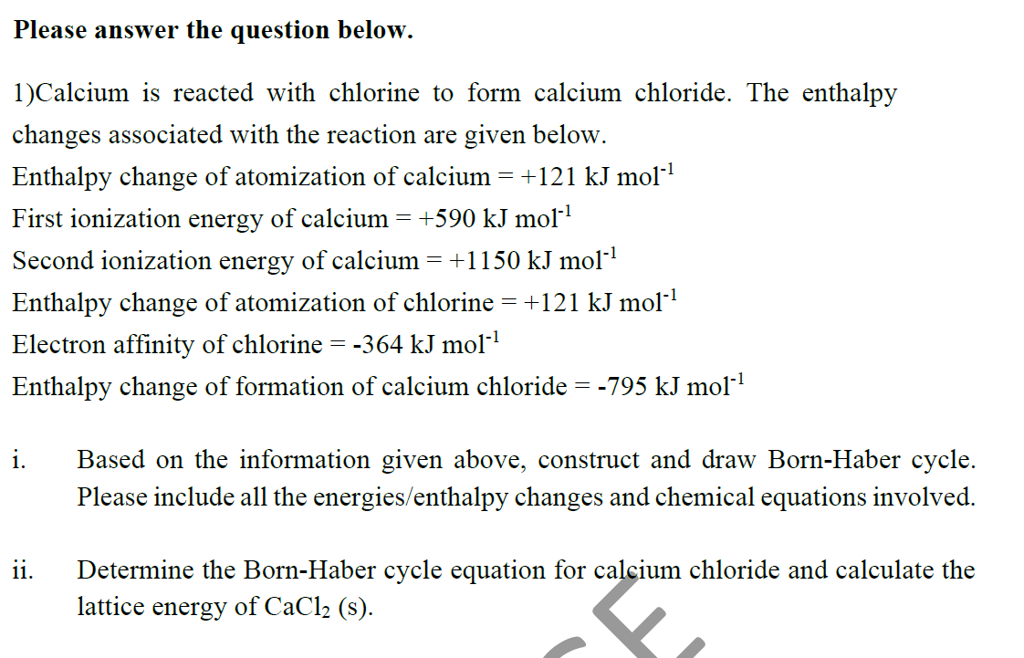 Solved Please answer the question below. 1)Calcium is | Chegg.com