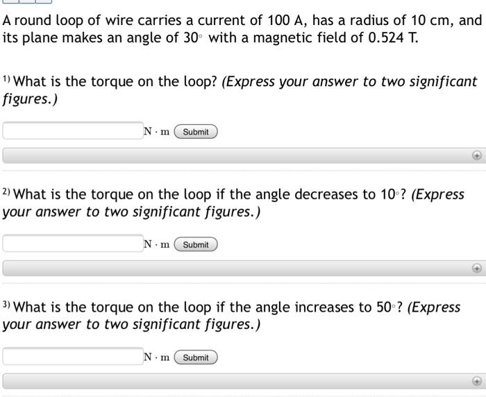 Solved A round loop of wire carries a current of 100 A, has | Chegg.com