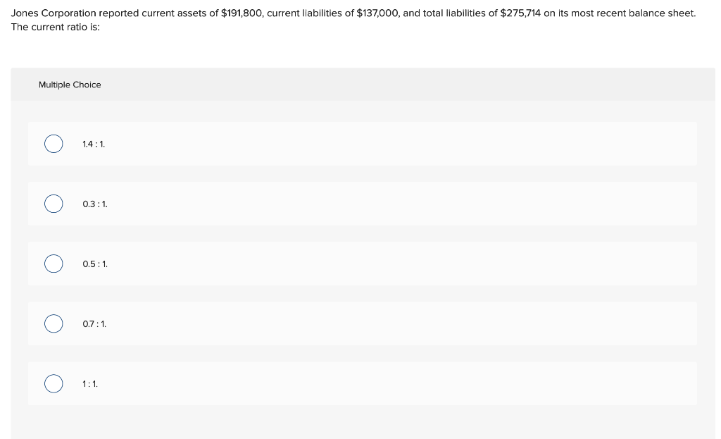 Solved Jones Corporation reported current assets of | Chegg.com