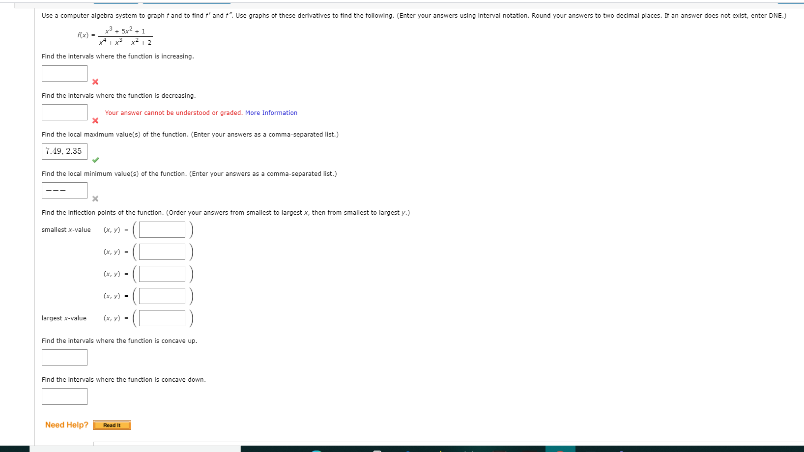 Solved Use a computer algebra system to graph f and to find | Chegg.com