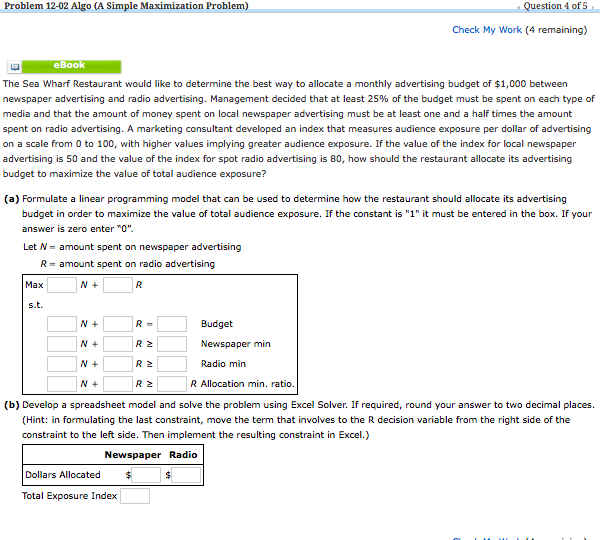 Problem 12-02 Algo (A Simple Maximization Problem) n4 | Chegg.com
