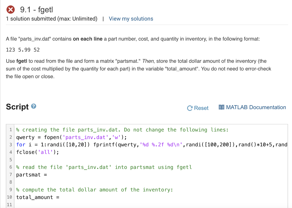 Solved A file "parts_inv.dat" contains on each line a part | Chegg.com