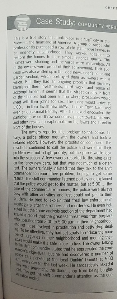 Solved CHAPT Case Study: cOMMUNITY PERS is is a true story | Chegg.com