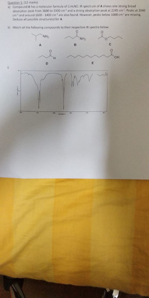 Solved Question 1: (12 marks) a) Compound A has a molecular | Chegg.com