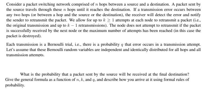 Consider a packet switching network comprised of n | Chegg.com