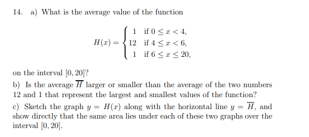 Solved 14. a) What is the average value of the function (1 | Chegg.com
