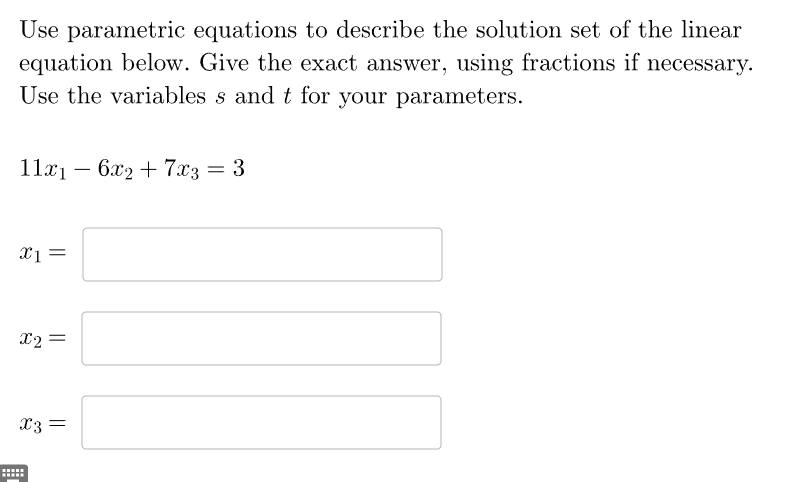 Solved Use parametric equations to describe the solution set | Chegg.com