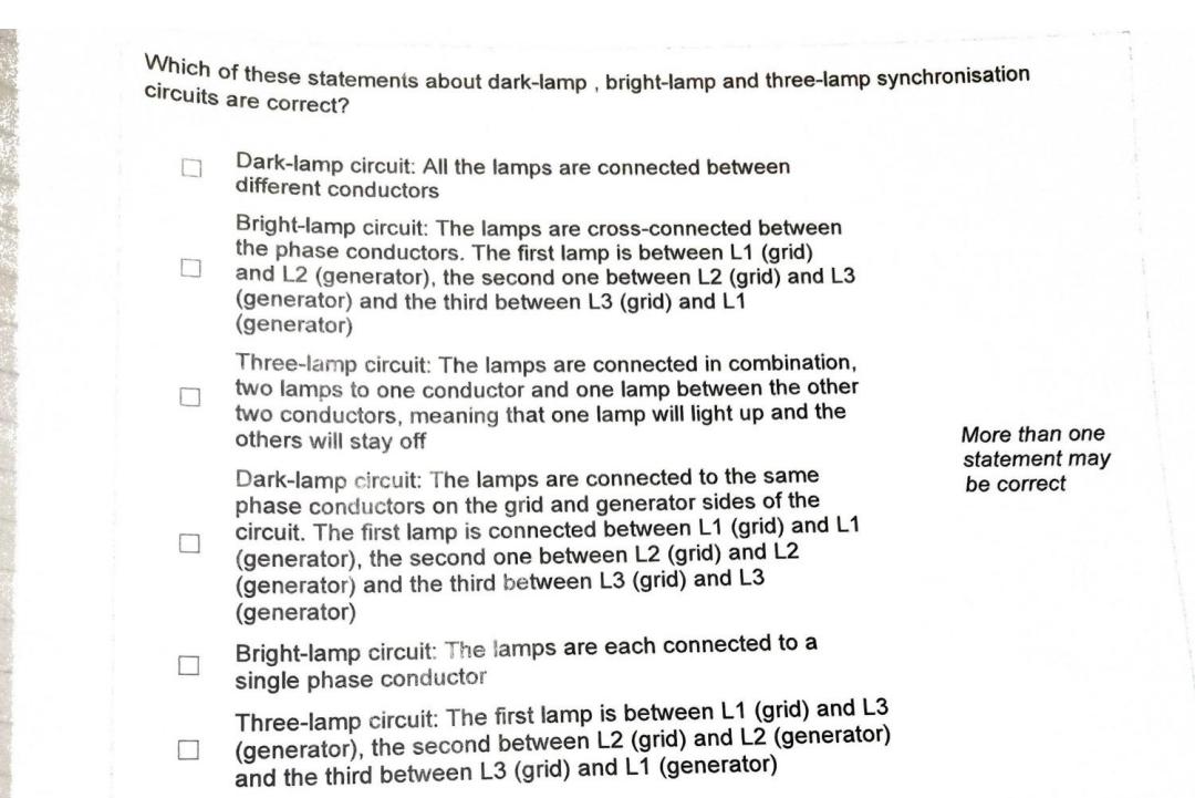 Solved Which of these statements about dark-lamp, | Chegg.com