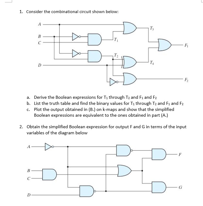 Solved 1. Consider the combinational circuit shown below: A | Chegg.com