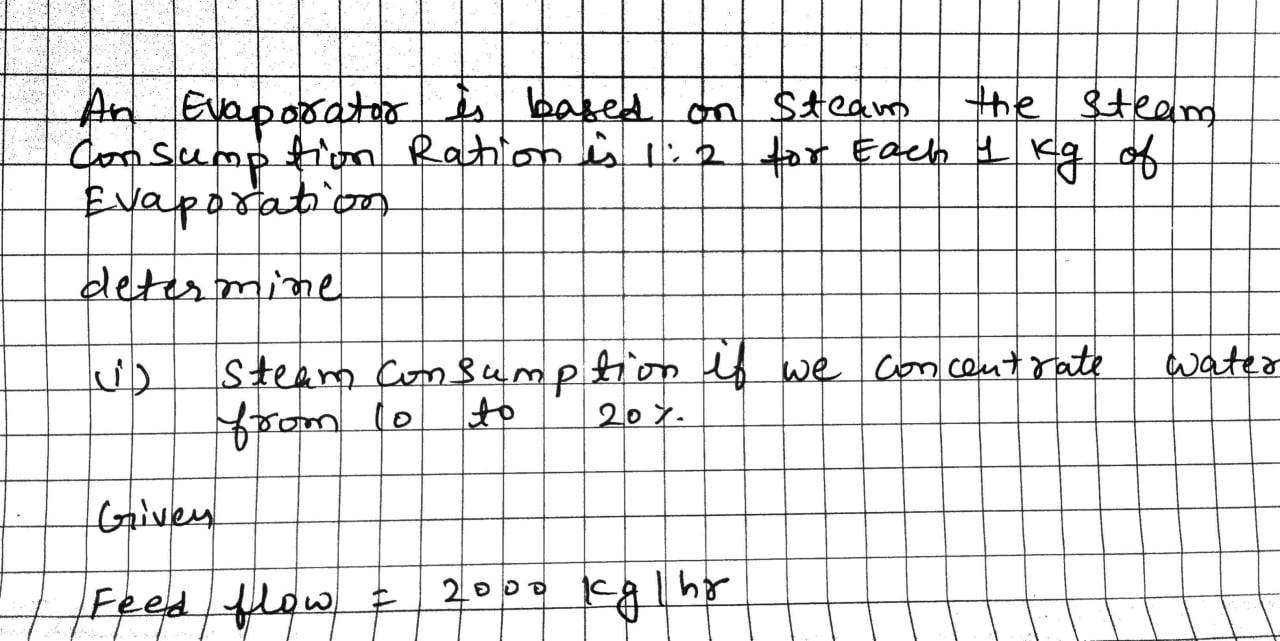 Solved determine (i) Steam consumption if we concentrate | Chegg.com