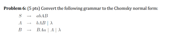 Solved Problem 6: (5 pts) Convert the following grammar to | Chegg.com