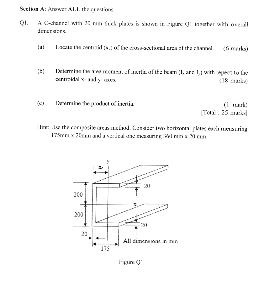 Solved ection A: Answer ALL the questions. 1. A C-channel | Chegg.com