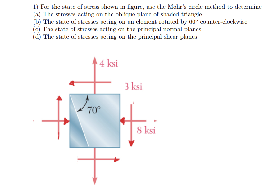 Solved The values on the picture are 4 ksi, 3 ksi, and 8 | Chegg.com