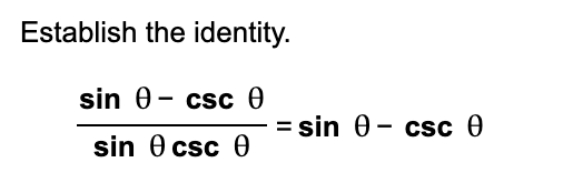 Solved Establish the identity. | Chegg.com