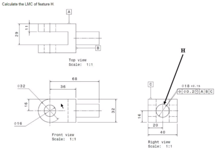 Solved Calculate the MMC of feature H The diameter of "' | Chegg.com