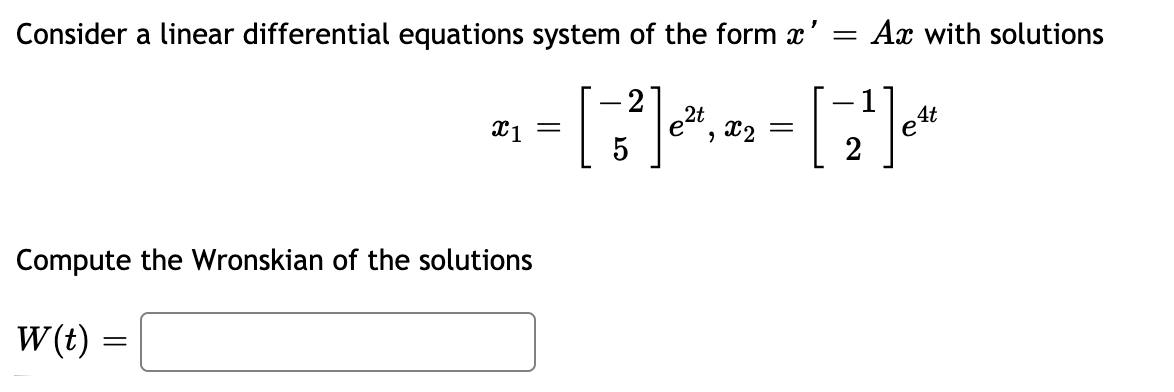 Solved Consider a linear differential equations system of | Chegg.com | Chegg.com