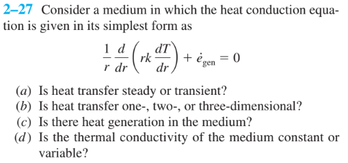Solved 2-27 Consider a medium in which the heat conduction | Chegg.com