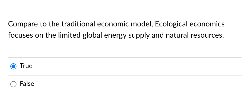 Solved Compare to the traditional economic model, Ecological | Chegg.com