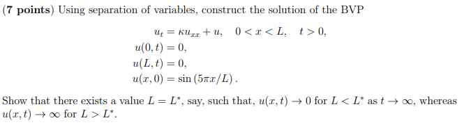 Solved 7 Points Using Separation Of Variables Construct 6125