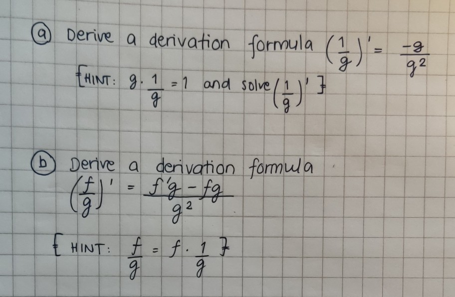 Solved @ derive a derivation formula () - {HINT: g. 1 = 1 | Chegg.com