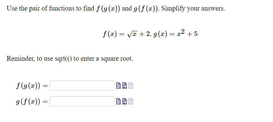 Solved Use the pair of functions to find f(g(x)) ﻿and | Chegg.com
