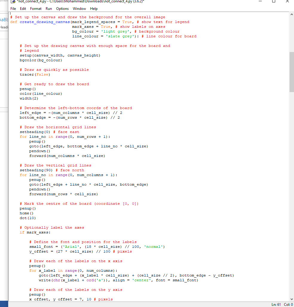 "not_connect_4.py - :\Users Mohammed | Chegg.com