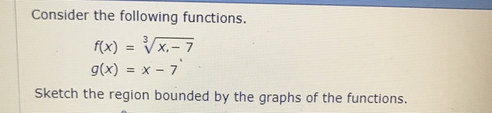 Solved Consider the following functions. f(x) = V x,-7 g(x) | Chegg.com