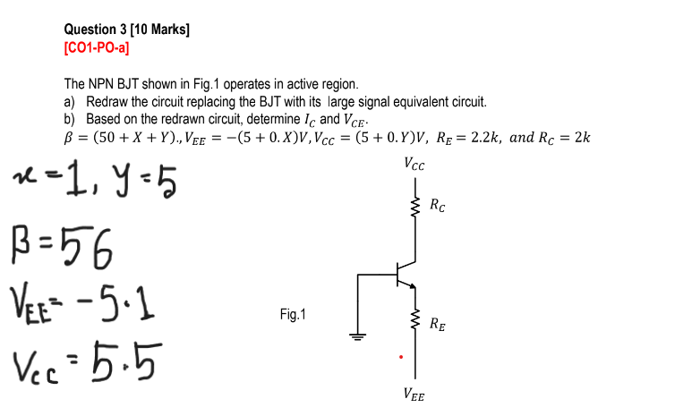 Solved The NPN BJT shown in Fig.1 operates in active region. | Chegg.com