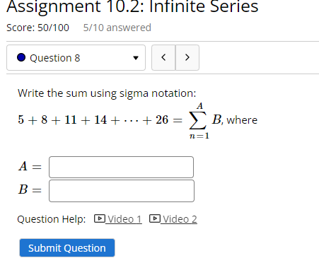 Solved Write the sum using sigma notation: | Chegg.com
