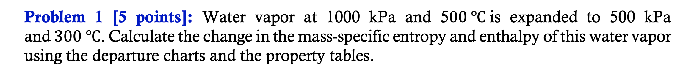 Solved Problem 1 [ 5 ﻿points]: Water vapor at 1000 ﻿kPa and | Chegg.com