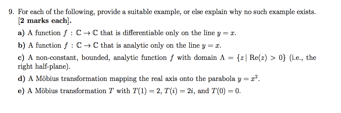 Solved 9. For each of the following, provide a suitable | Chegg.com